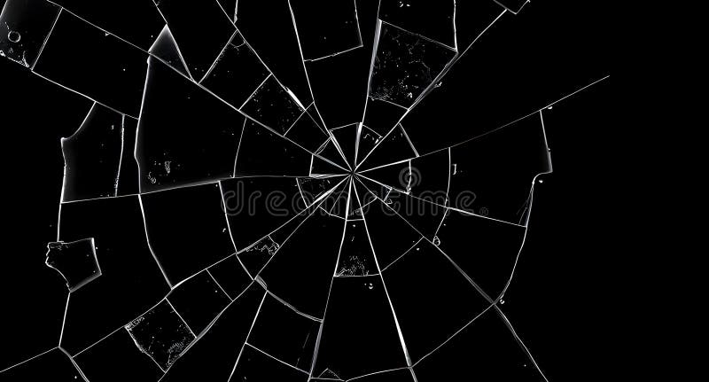 Shattered Glass Radial Pattern on Black Background Stock Illustration ...