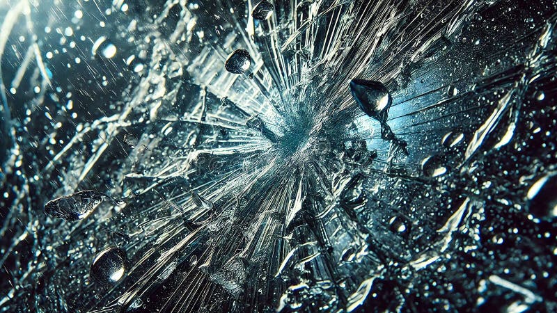 Shattered Glass with Raindrops Visible in the Background Stock ...