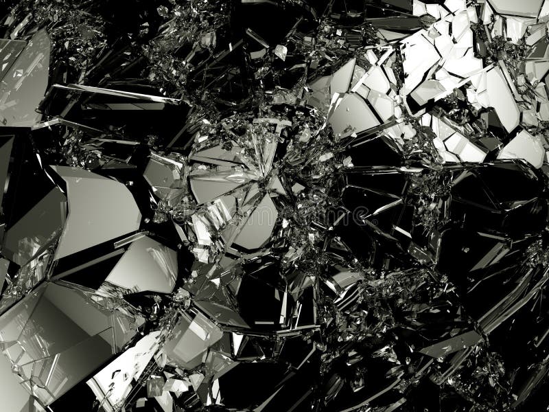 Shattered Glass: Sharp Pieces on Black Stock Illustration ...