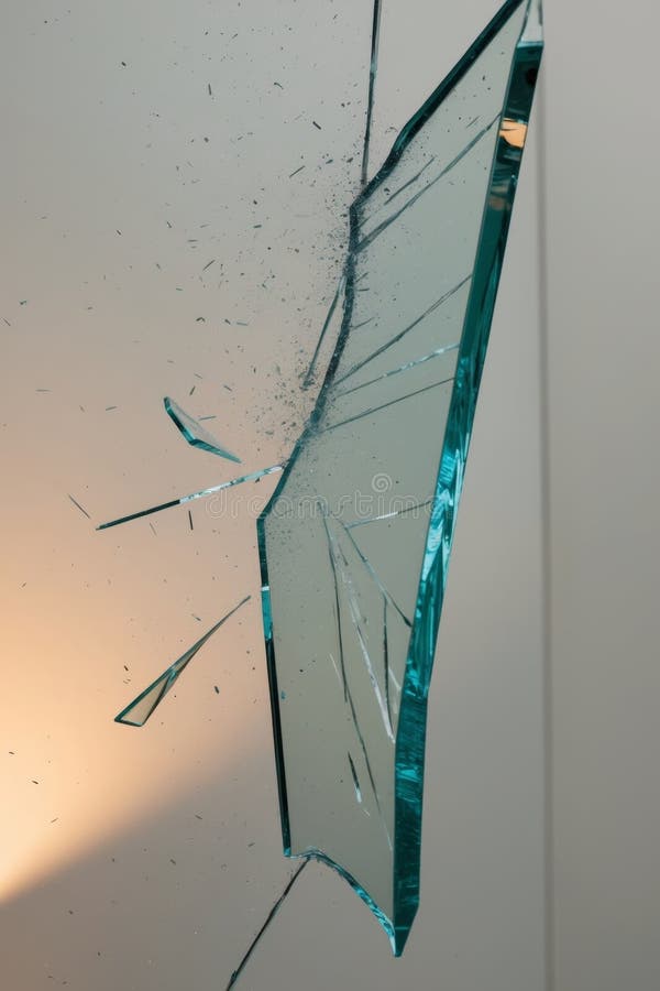 Shattered Glass Surface with Jagged Edges and Dust Particles ...