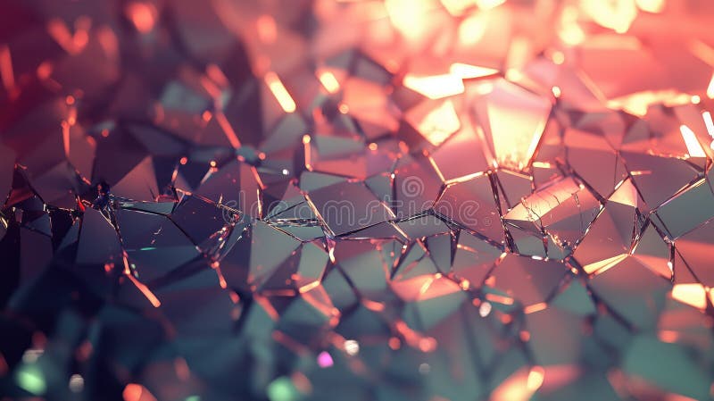 Shattered Glass Surface Reflecting Warm Light, Abstract Background ...