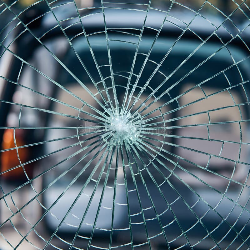 Shattered Glass Surface, Spiderweb Pattern, Background Reflections ...