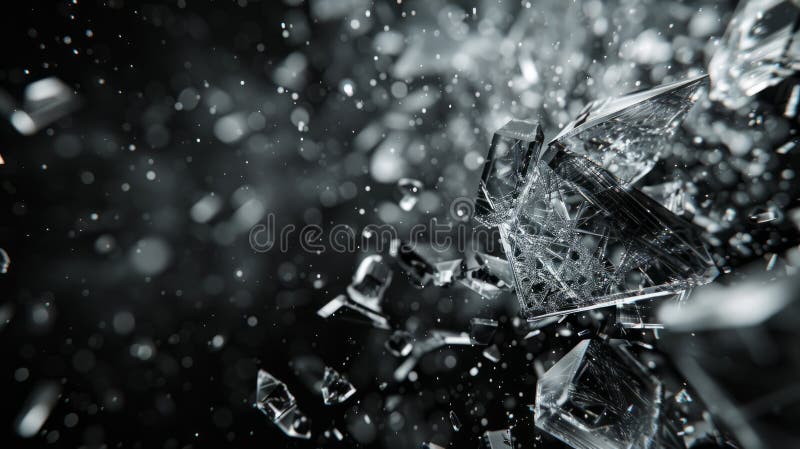 Shattered Glass Creating Dramatic Pattern Against Dark Background Stock ...