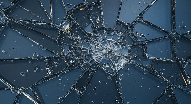 Shattered Glass Texture Dark Blue Broken Pieces Abstract Background 3d ...