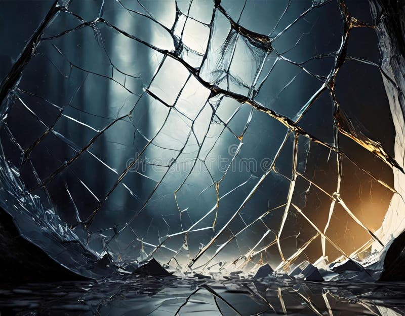 Shattered Glass Texture in Dramatic Lighting Stock Illustration ...