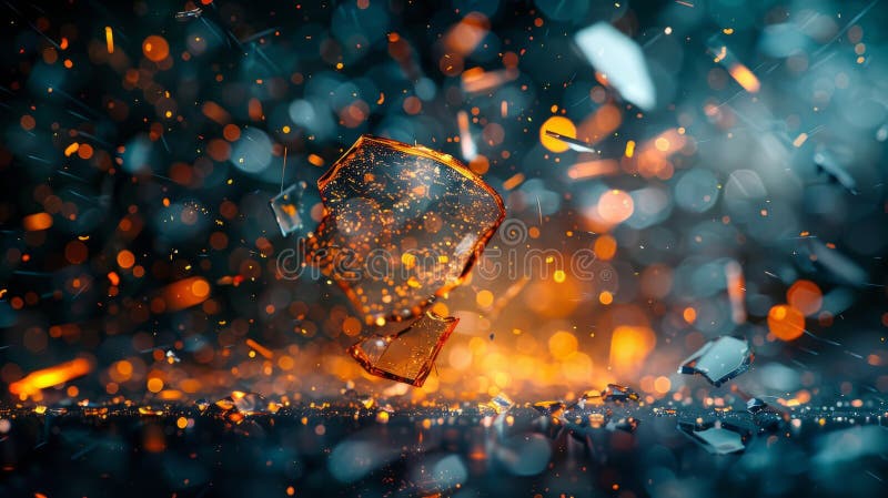 Shattered Glass Texture with Explosive Shards in a Dark Environment ...