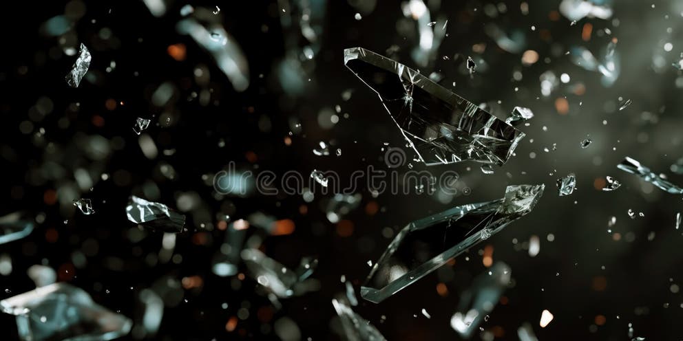 Shattered Glass Texture with Fragments and Shards Exploding in the Air ...
