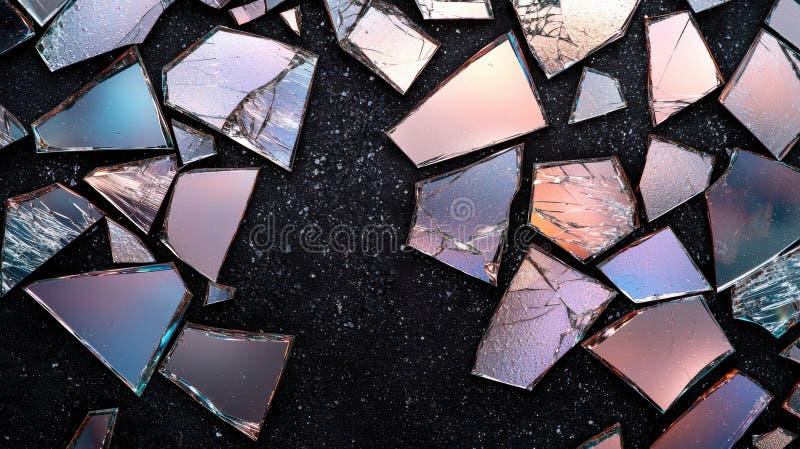 Shattered Glass Texture with Iridescent Reflections Stock Illustration ...