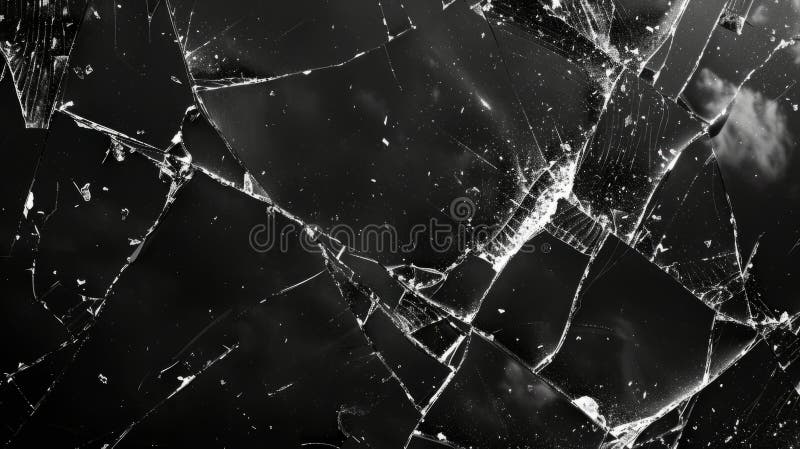 Shattered Glass Texture Reflecting Light in a Dark Background Stock ...