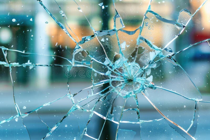 Shattered Glass Texture with Urban Background Stock Illustration ...