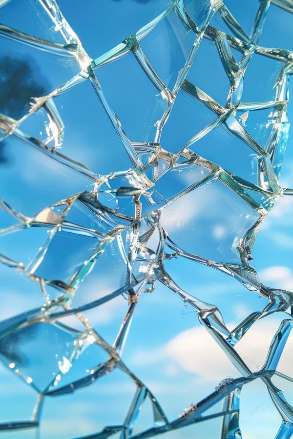 Shattered Glass Window Blue Sky Visible Cracks Stock Photos - Free ...