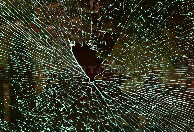 Shattered Glass Window Displaying Interesting Patterns Stock Photo ...