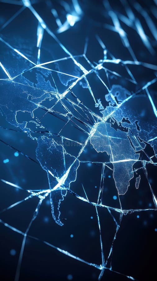 A Shattered Global Trade Network Map Stock Image - Image of integration ...