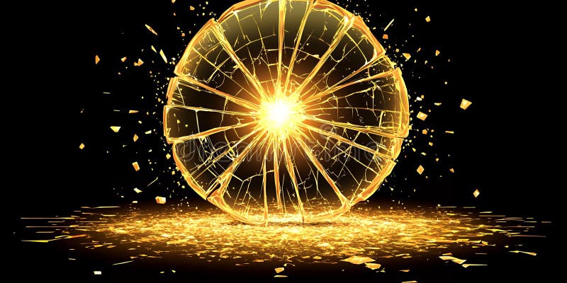 Shattered Golden Sphere Abstract Explosion Background Design Stock ...