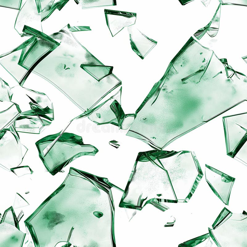 Shattered Green Glass Pieces on White Background Stock Image - Image of ...