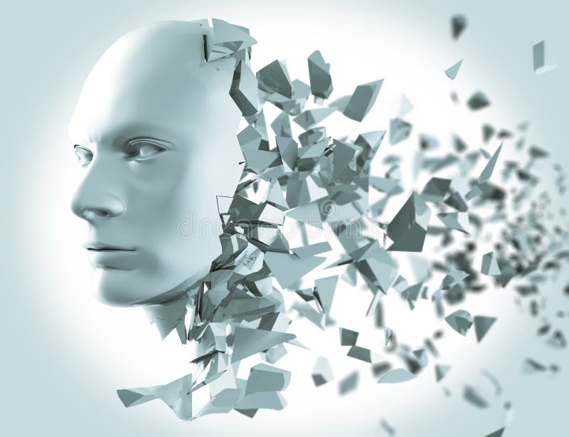 Shattered Face Stress and Headache Abstract Idea. Stock Illustration ...