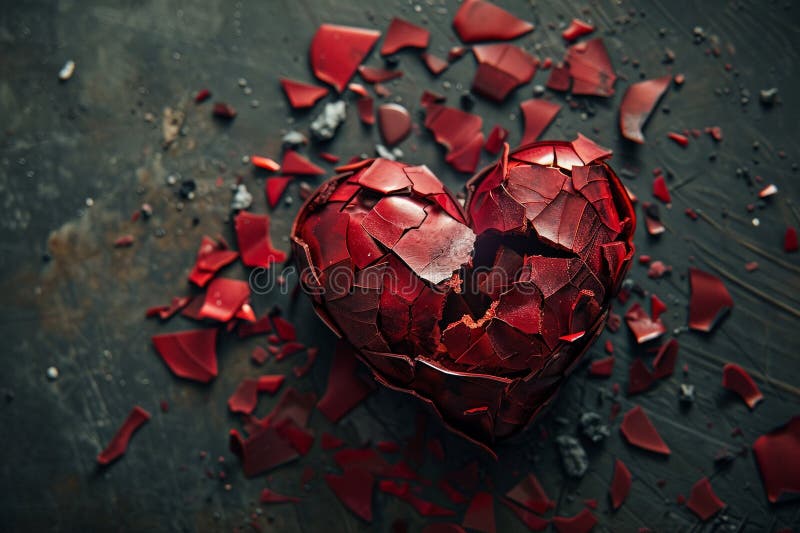 A Shattered Heart Lying in Pieces Stock Illustration - Illustration of ...