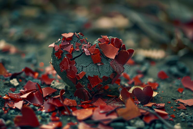 A Shattered Heart Lying in Pieces Stock Illustration - Illustration of ...