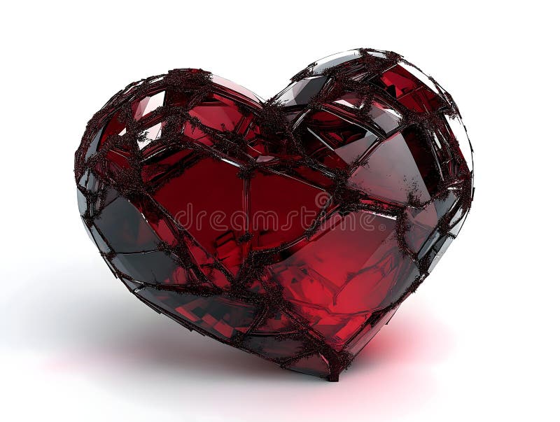 A Shattered Heart-shaped Ruby Gemstone, Creating a Dramatic and ...
