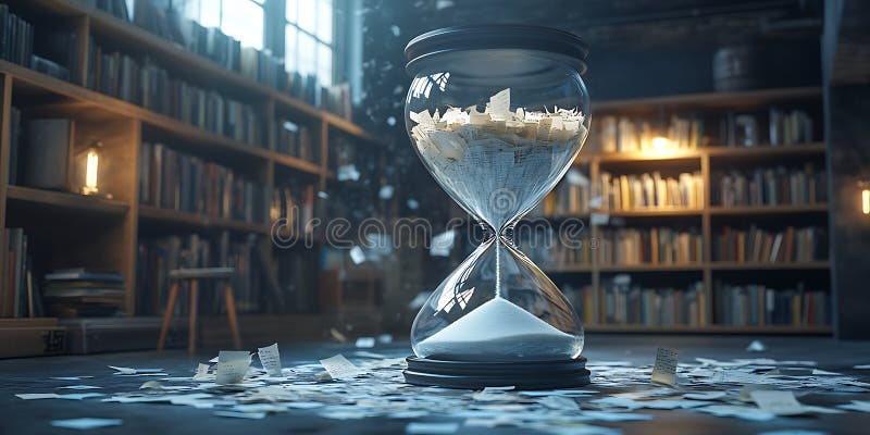 Shattered Hourglass Library Fantasy Art Background Wallpaper Stock ...