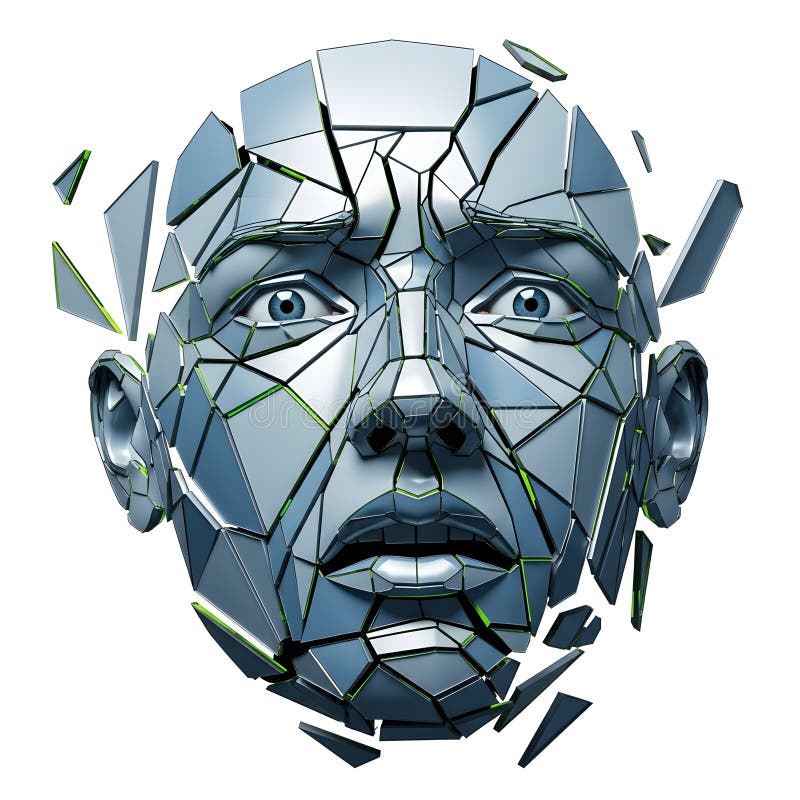 A Shattered Human Face Digitally Rendered Displaying a Fragmented Mental State Stock ...