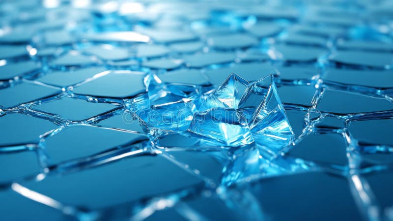 Shattered Ice Crystals on Blue Background Stock Illustration ...