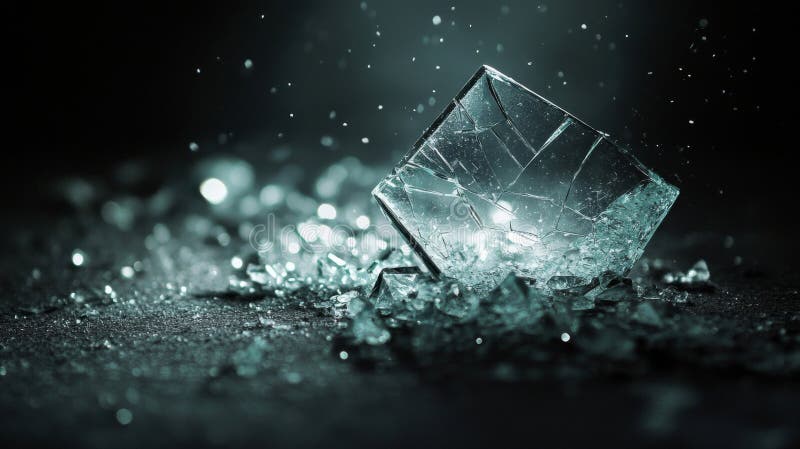 Shattered Ice Cube on Dark Surface Stock Illustration - Illustration of ...