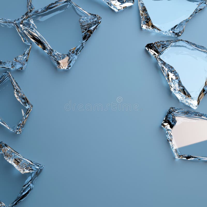 Shattered Ice Pieces on Blue Background Stock Illustration ...