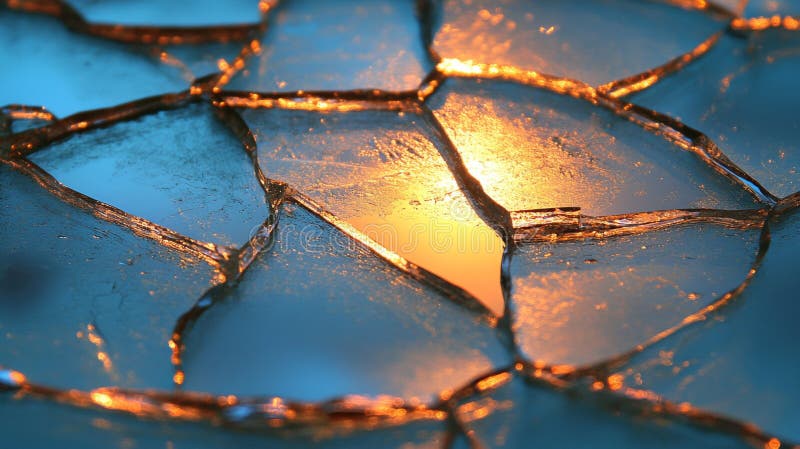 Shattered Ice Reflecting Sunset Hues Stock Illustration - Illustration ...