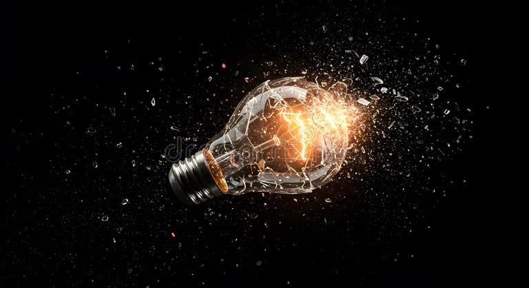 Shattered Idea: Exploding Lightbulb Concept Stock Illustration ...
