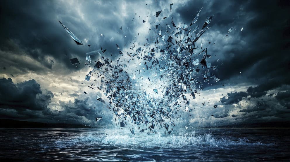 Shattered Ideas Cascading through a Boundless Formless Ocean Abstract ...