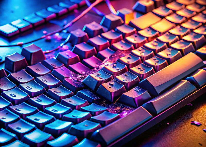 Shattered Keyboard Symbolizes Communication Failure and Technological ...