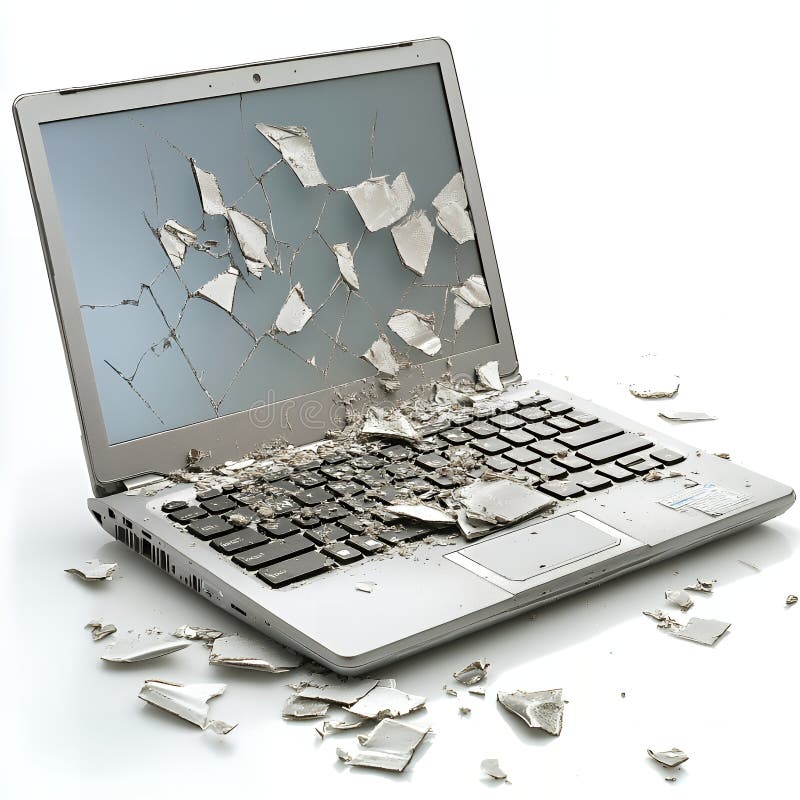 Shattered Laptop Screen and Keys Stock Illustration - Illustration of ...
