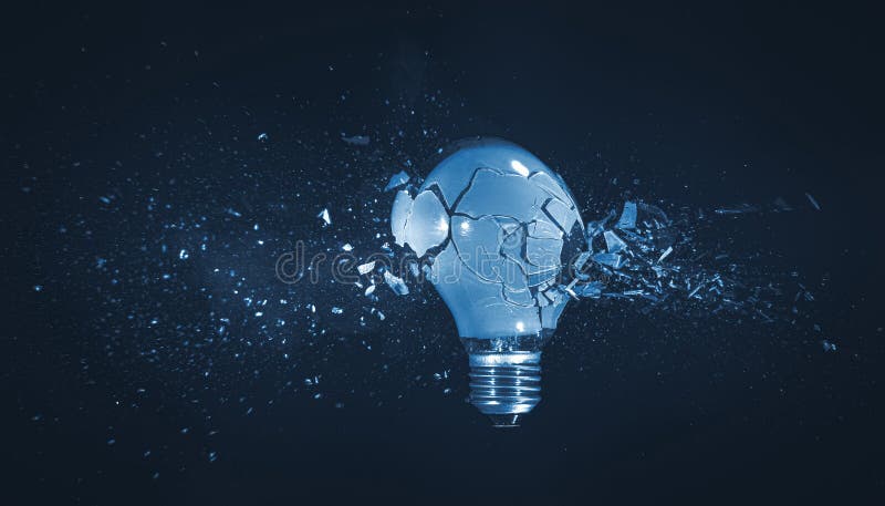 Shattered Light Bulb on Dark Background Stock Photo - Image of tone ...