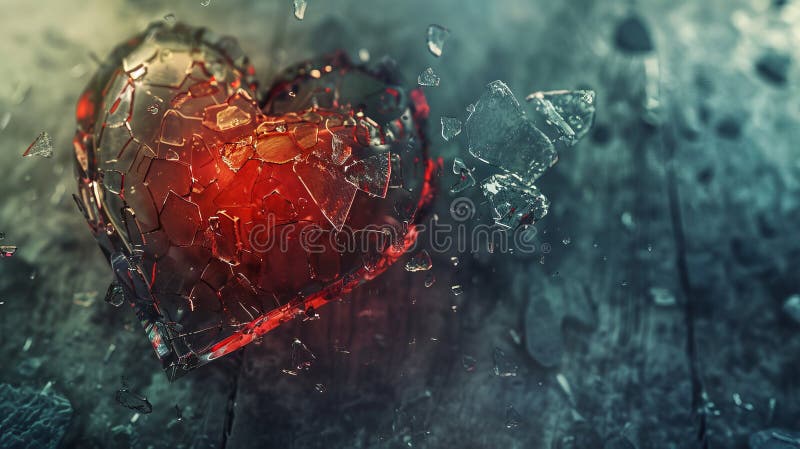 Shattered Love Realistic Image of a Broken Heart Symbolizing Romantic ...