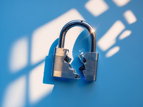 Shattered Metal Lock Symbolizing Broken Security and Access Issues with ...