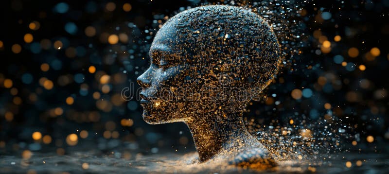 Shattered Mind Digital Head Exploding into Particles, Abstract Art ...