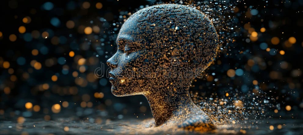 Shattered Mind Digital Head Exploding into Particles, Abstract Art ...