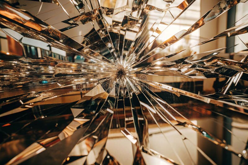 Shattered Mirror, Interior, Broken Glass, Radial Pattern Stock ...