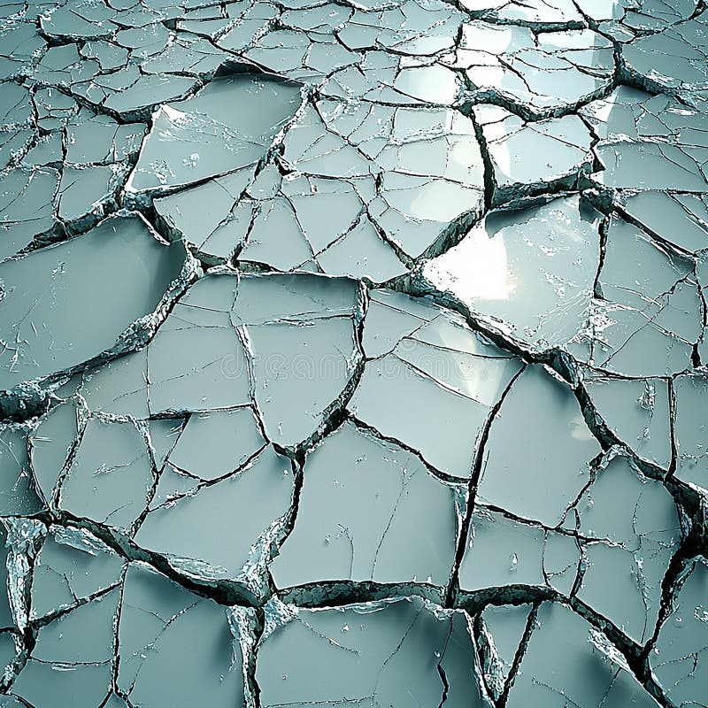 Shattered Mirror Reflecting Intricate Cracks and Light Patterns in a ...