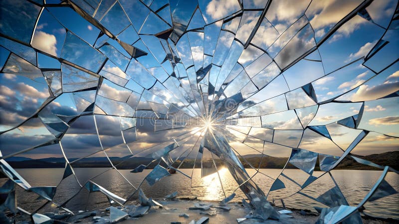 Shattered Mirror a Reflection of Pain Generative AI Stock Illustration ...