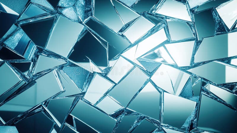 Shattered Mirrors Reflecting Light in an Abstract Pattern Inside a ...