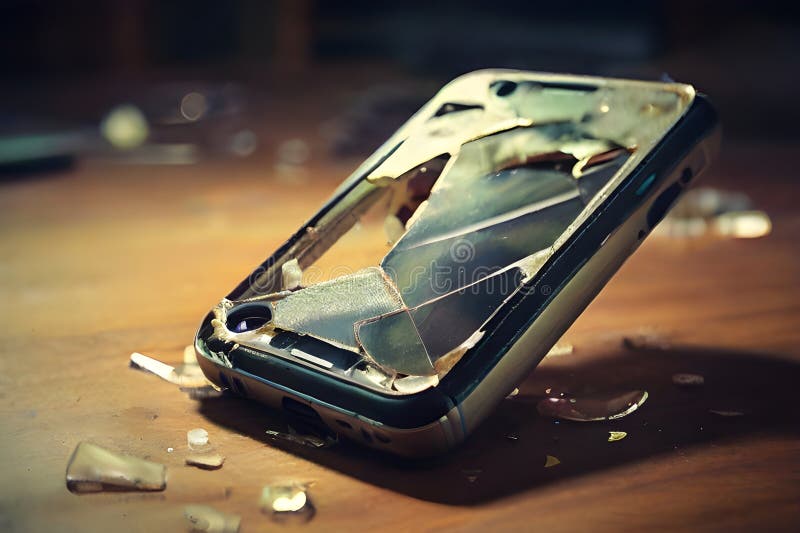 Shattered Mobile Phone Screen, Generative Ai Stock Illustration ...