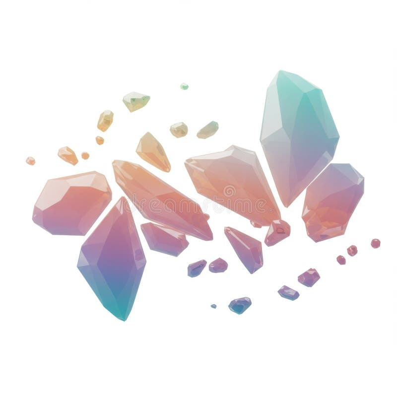 Shattered Pastel Crystals on White Background Stock Illustration ...