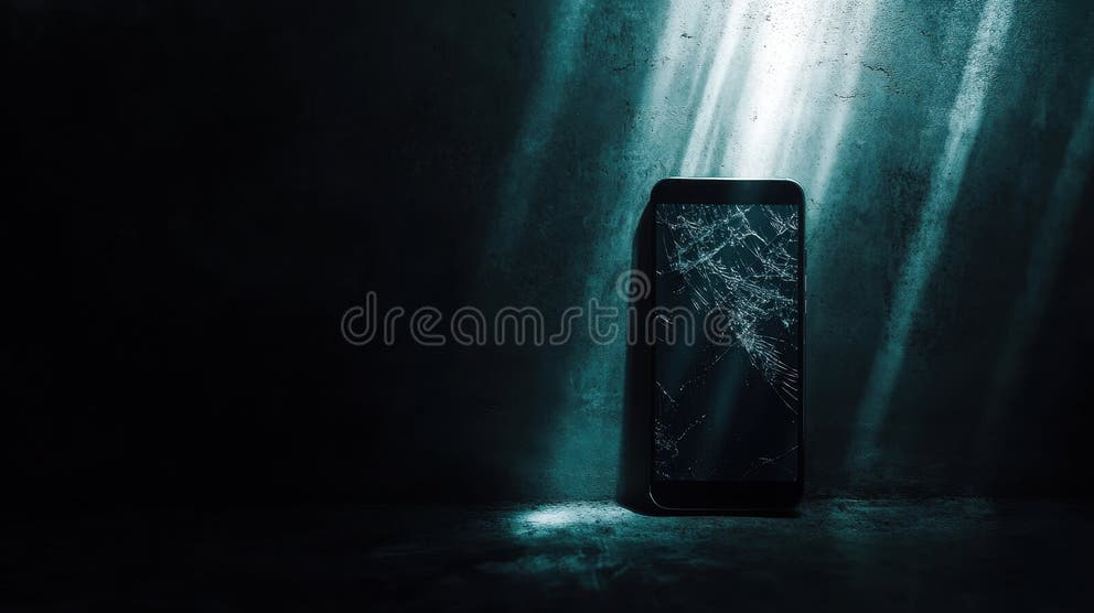 Shattered Phone in Dramatic Light Rays Stock Image - Image of artistic ...