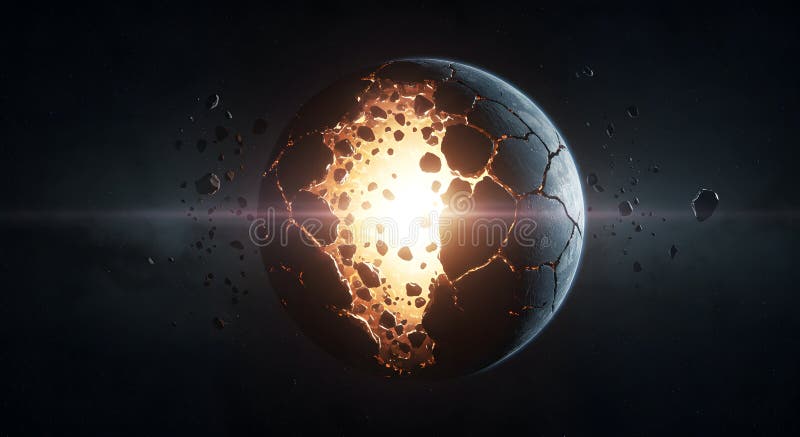 A Shattered Planet: Cosmic Destruction and Celestial Event Depicted in ...