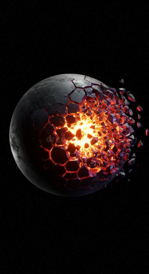 Shattered Planet Explosion in Dark Space Stock Illustration ...