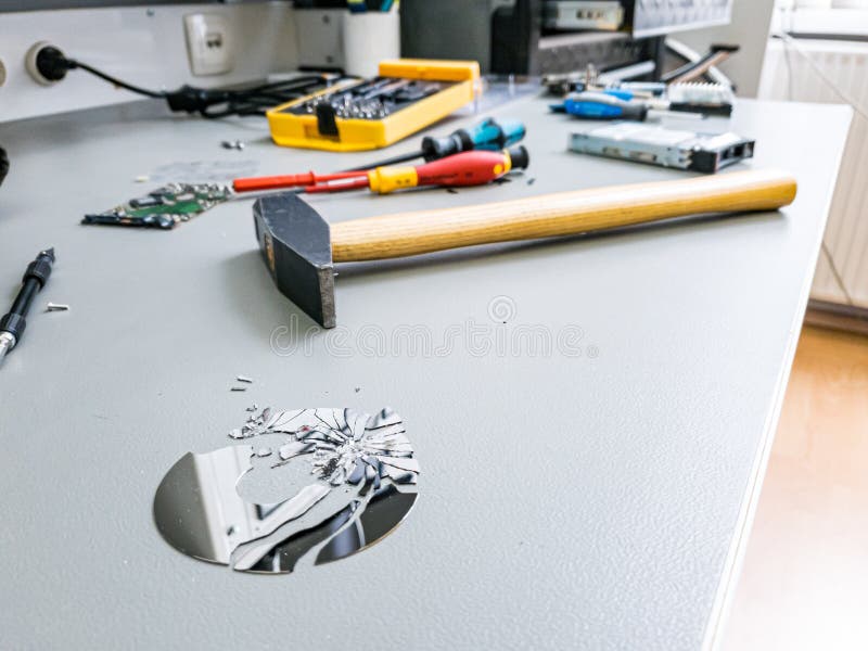 Shattered Platter of Computer Hard Drive Disk. Stock Image - Image of ...