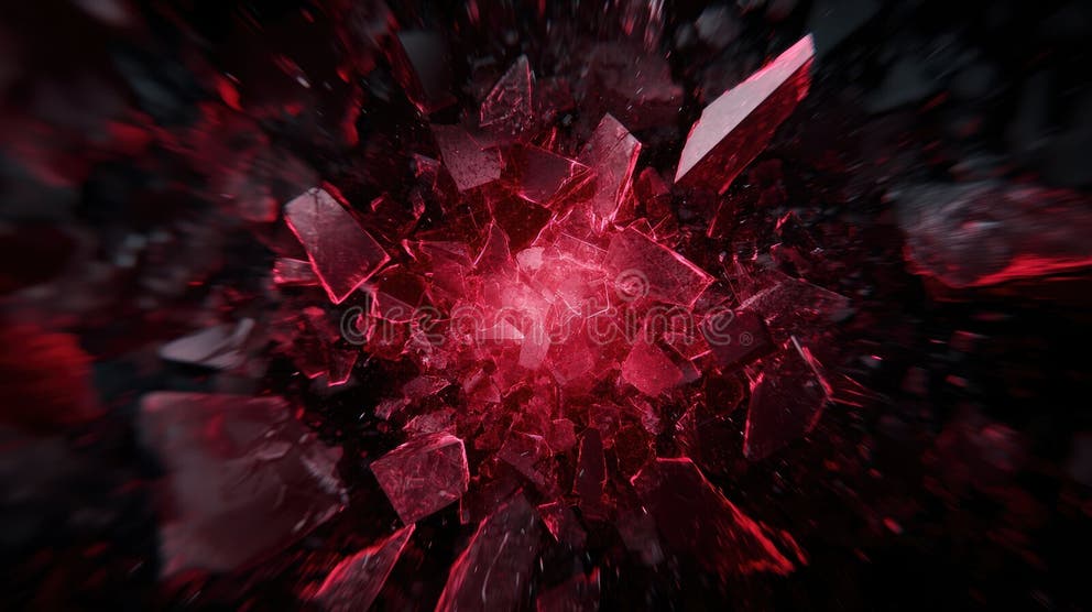 Shattered Red Crystal Explosion Stock Illustration - Illustration of ...