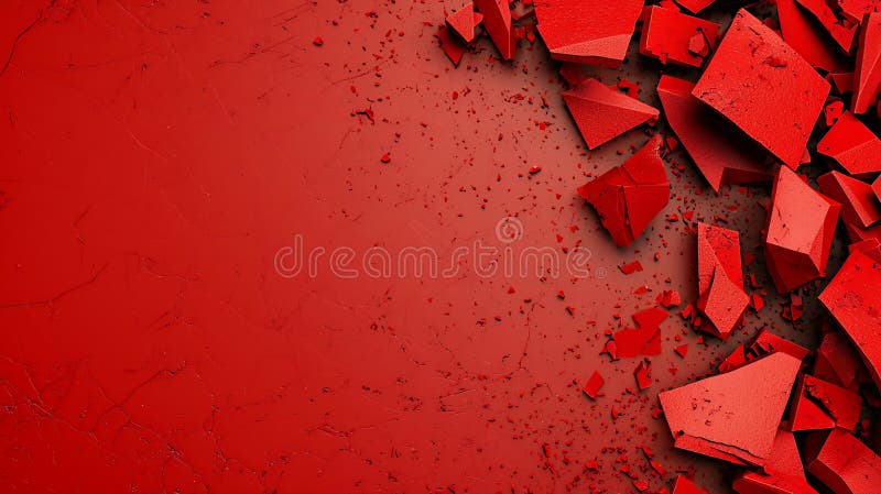 Shattered Red Geometric Shapes on Glitter Background Stock Illustration ...